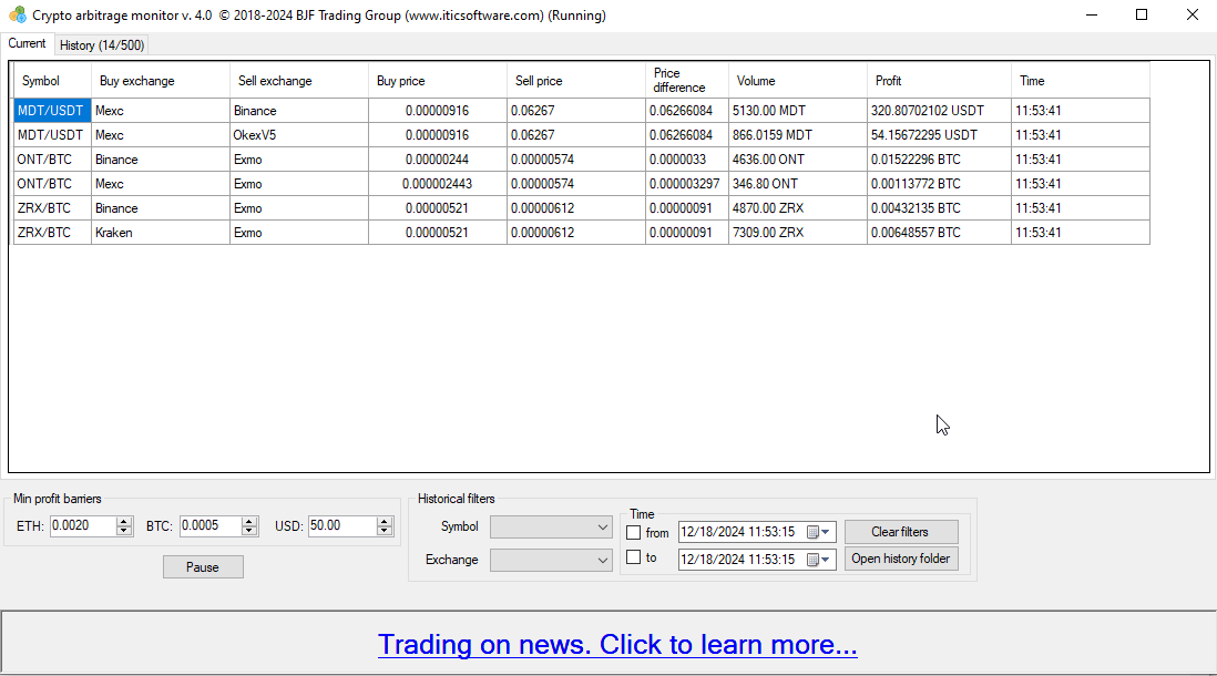Crypto Arbitrage Scanner - Free - Forex & Cryptocurrencies Arbitrage Software | BJF Trading ...